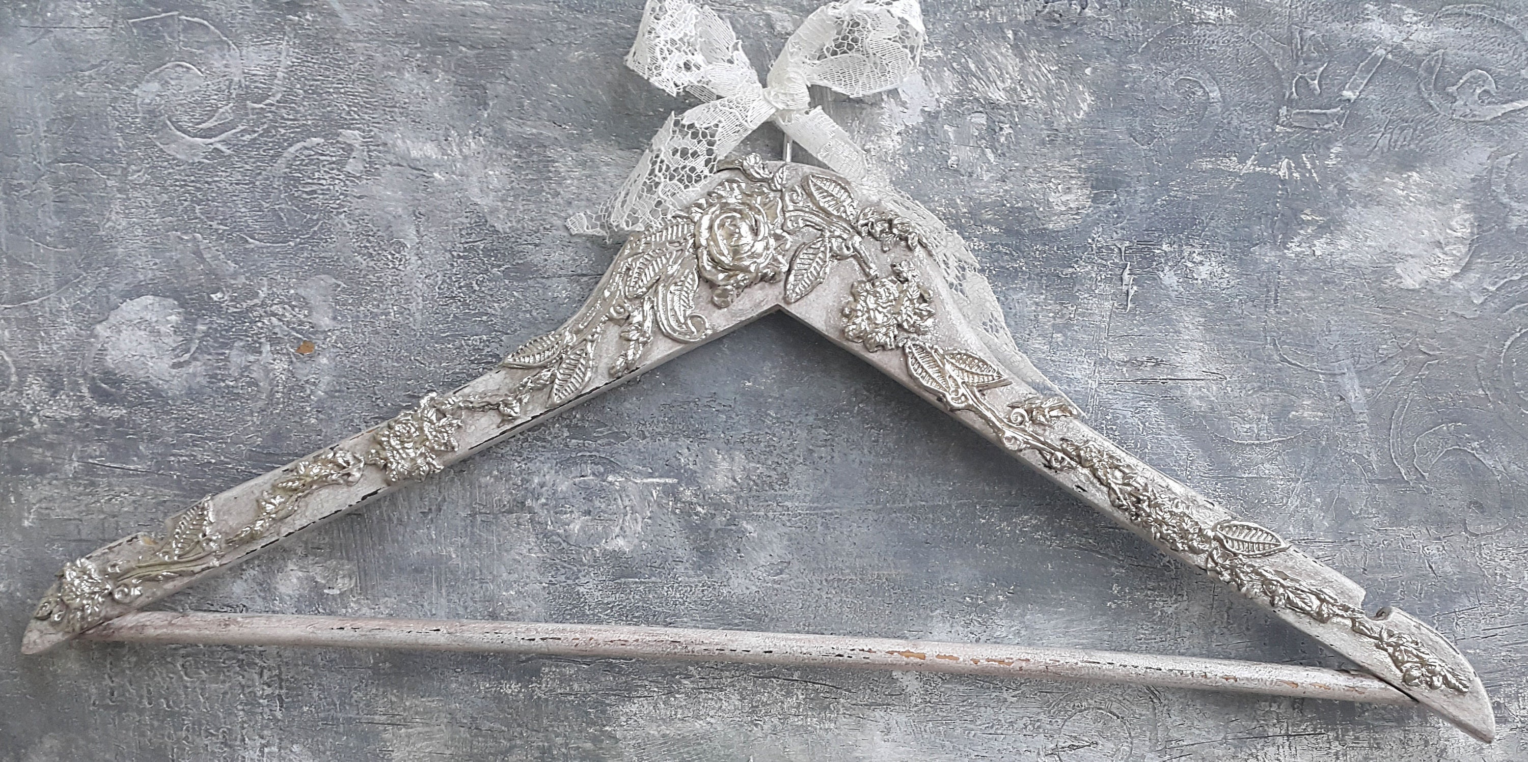 Silver Wedding Dress Hanger,bridal Gown Hanger,vintage Lace Hanger ...