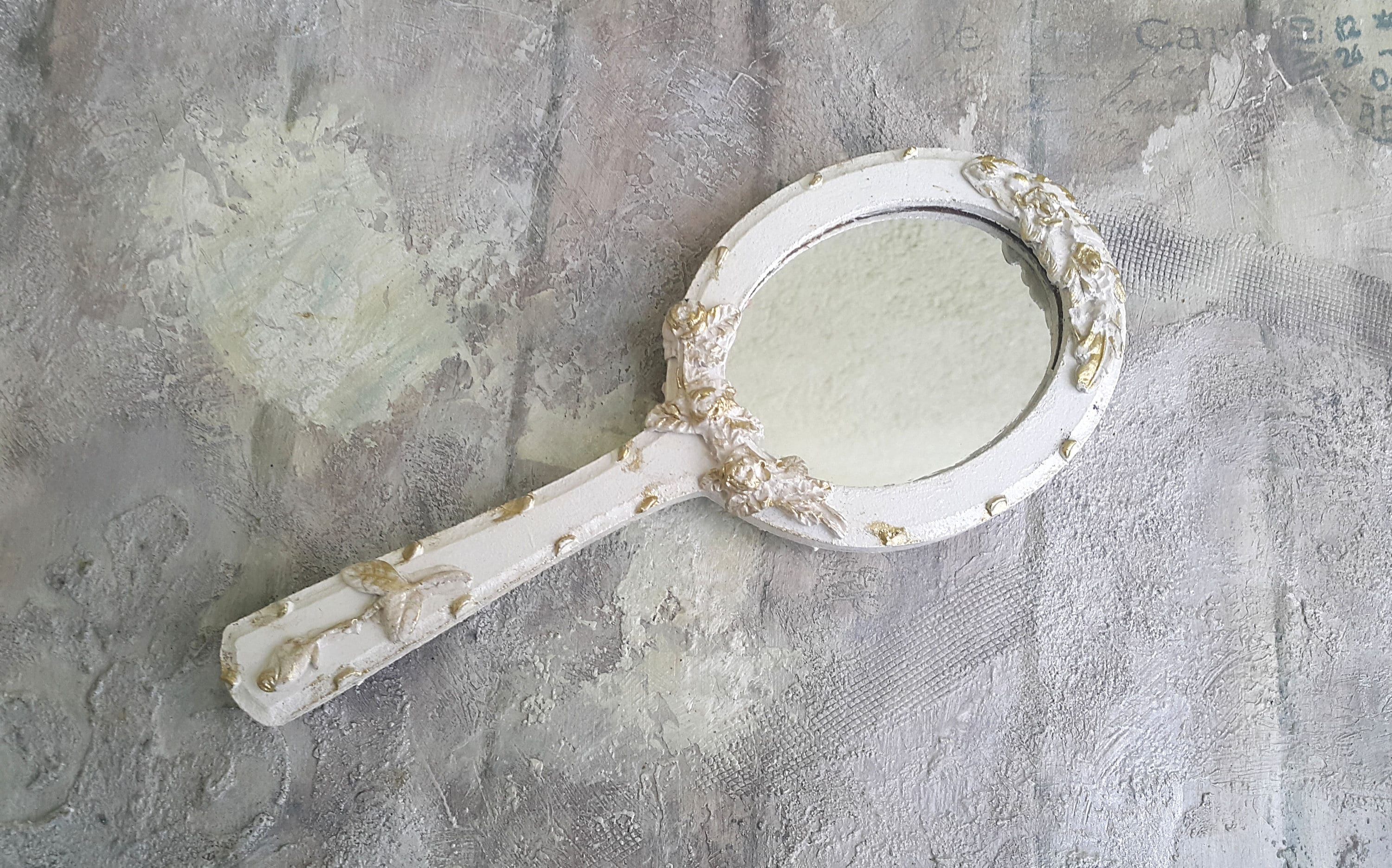 Vanity Hand Mirror Wooden Mirrorshabby Chic Roses | Etsy