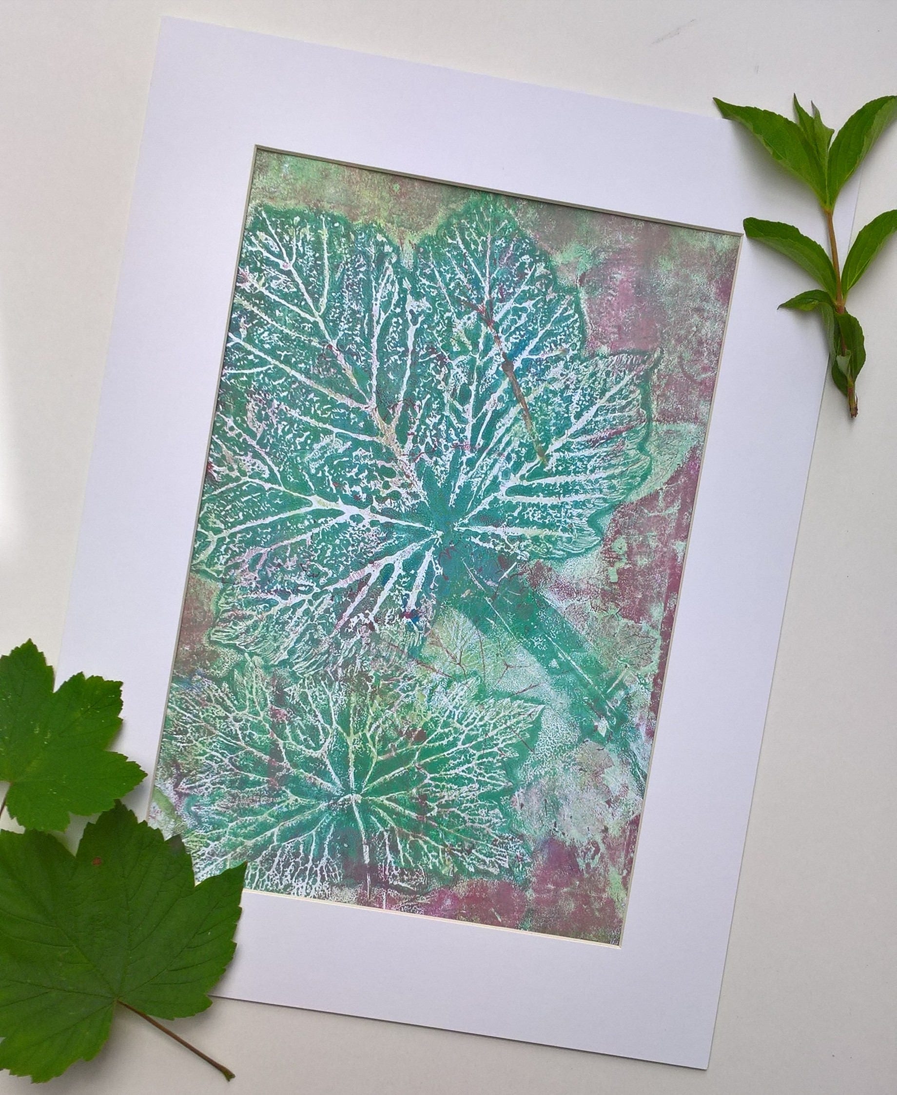 Botanical Printmaking, Sycamore and Wild Geranium Leaves Imprint, Fresh ...