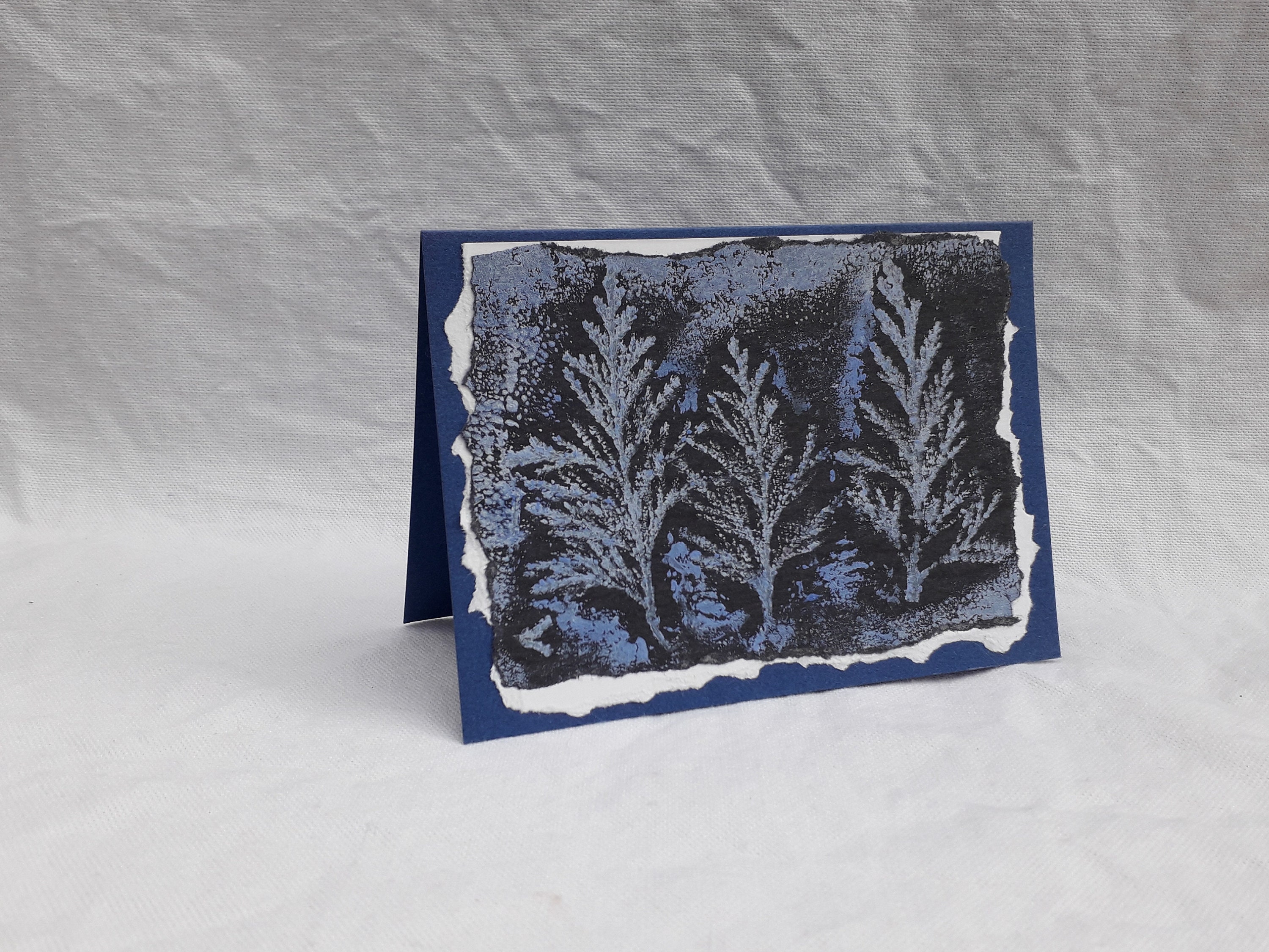 Set of 5 Christmas Cards, Handmade Unique Rustic Tree Cards, Original ...