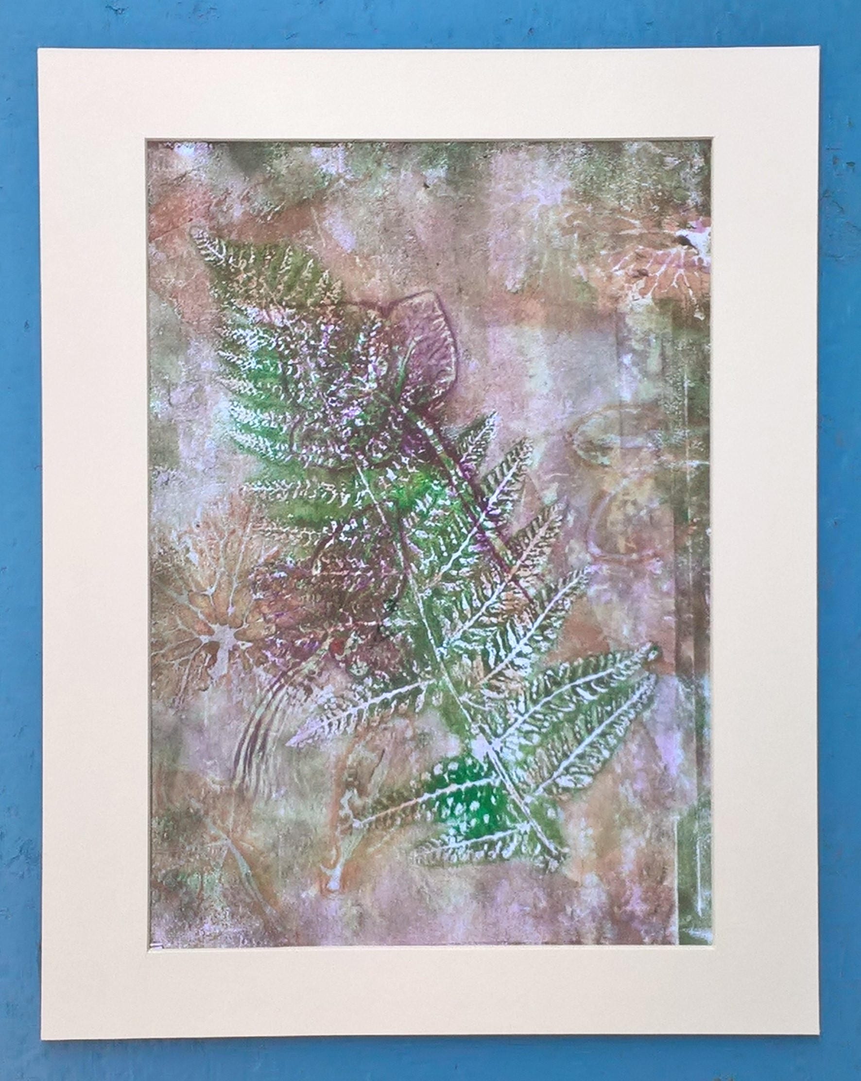 Monoprint: Autumn Leaves Layers, Original Fern and Garden Leaf ...