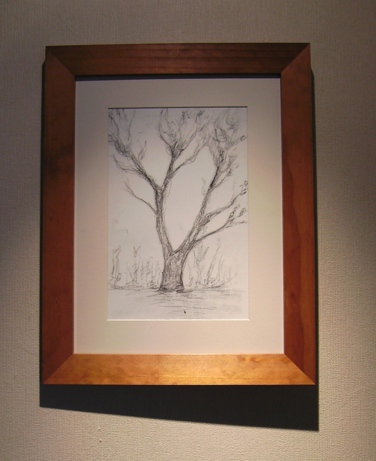 Simple Tree, Original Monoprint on Paper, Tree Sketch in Autumn, Black ...