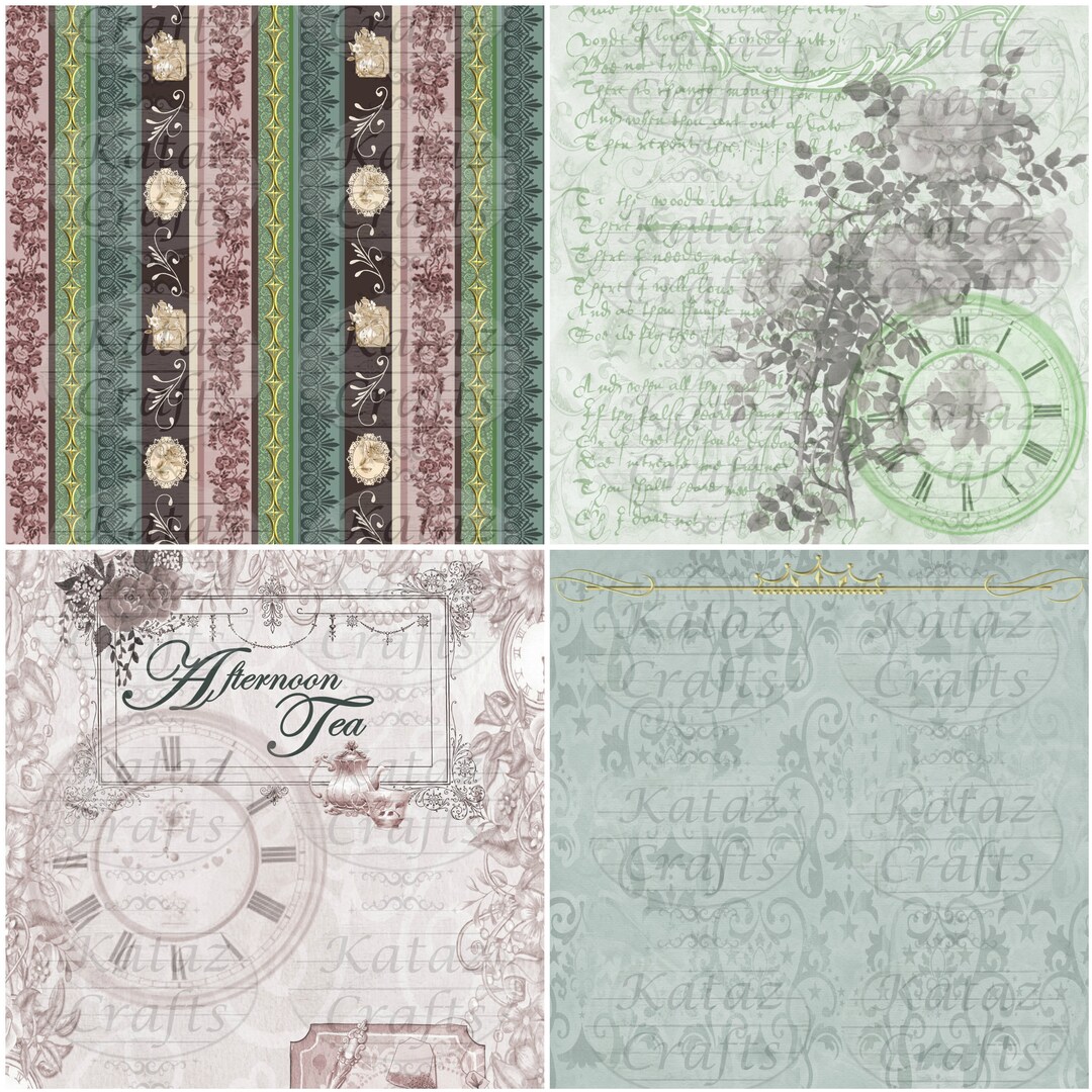 Tea Inspired Digital Design Paper 'afternoon Tea' Paper Pack Complete ...