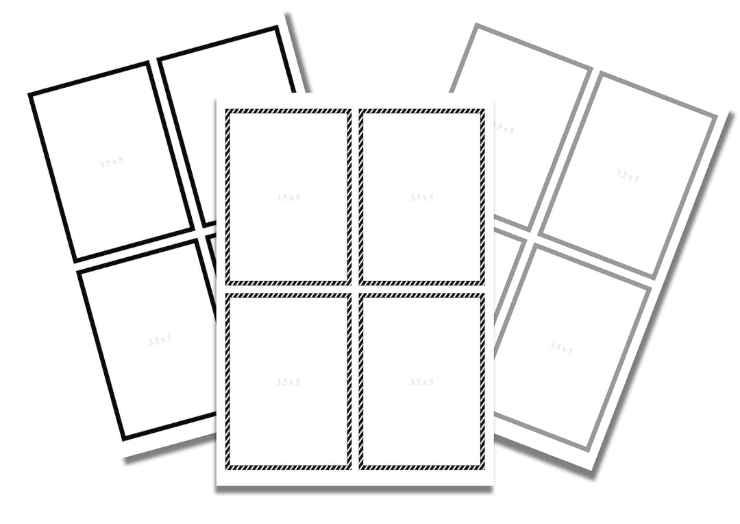 Printable Photo Mats for Photo Sizes - 2x3, 3.5x5, 4x6. 5x7, Instax ...