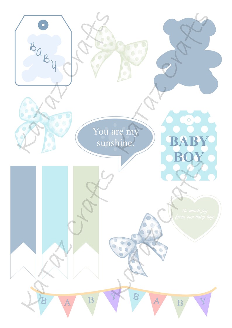 Baby Boy Printable Design Papers, Digital Download, New Baby Boy, Baby ...