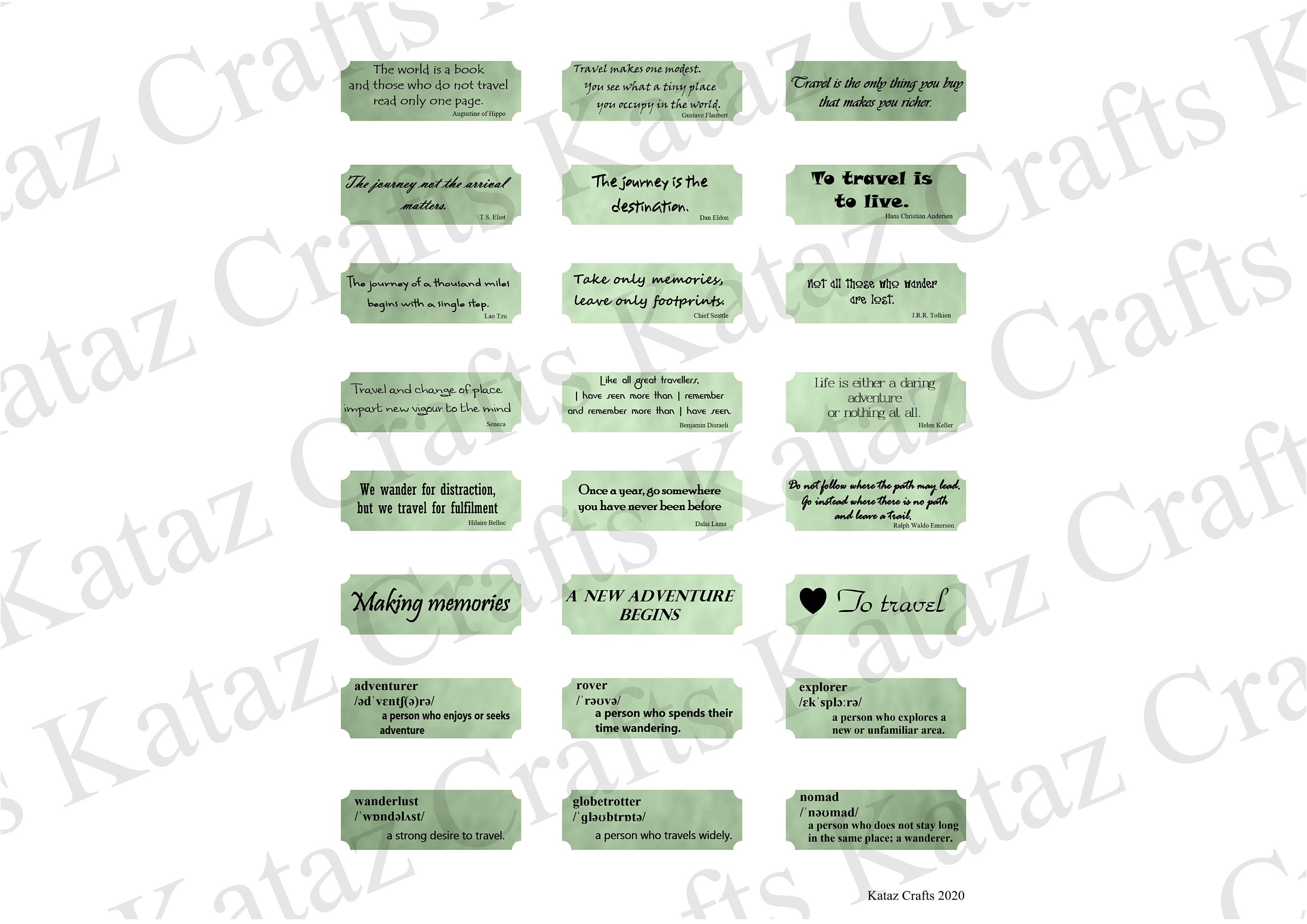 Digital Printable Travel Quote Embellishments/stickers for Scrapbooks ...