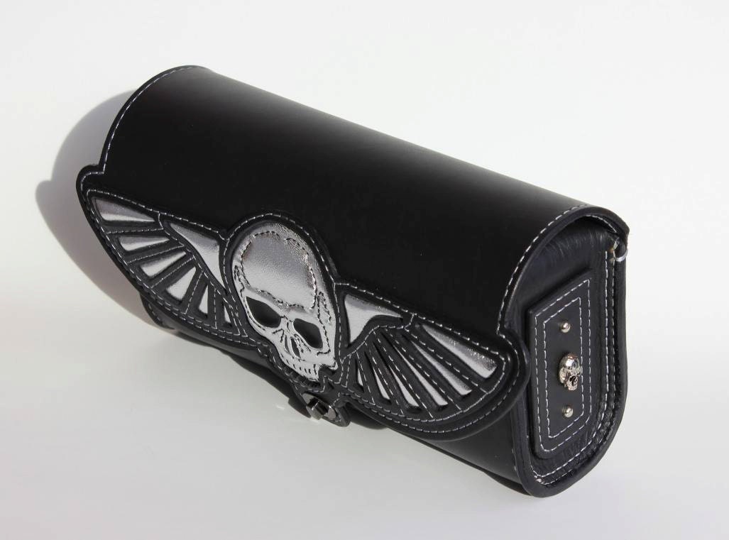 Custom Motorcycle Black Leather Fork Toolbag With Skull and - Etsy