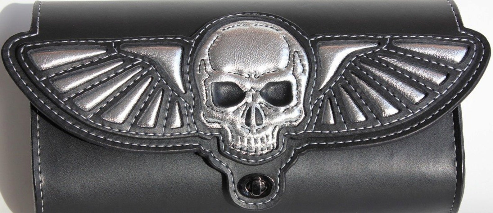 Custom Motorcycle Black Leather Fork Toolbag With Skull and - Etsy