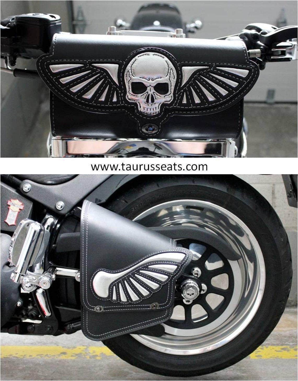 Custom Motorcycle Black Leather Fork Toolbag With Skull and - Etsy