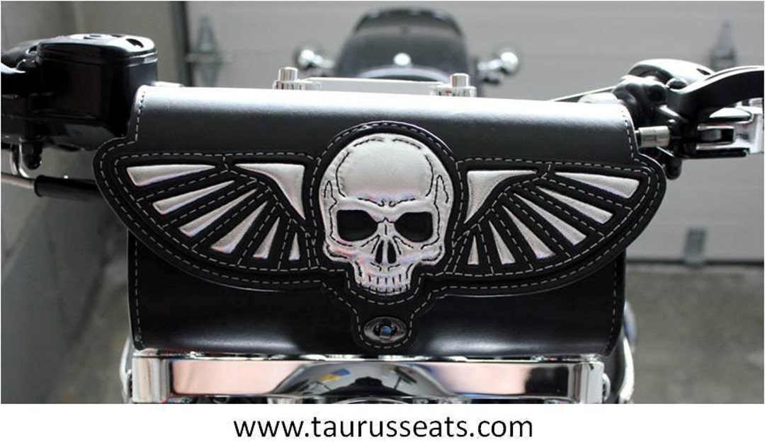 Custom Motorcycle Black Leather Fork Toolbag With Skull and - Etsy
