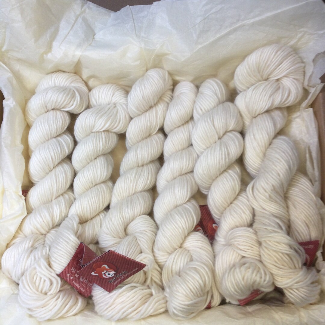 6 X Colinette Red Panda Pure Wool and Bamboo. DK Cream Undyed With ...