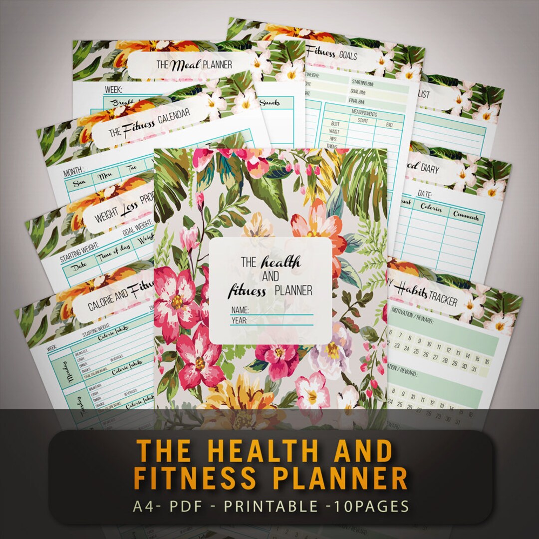 Fitness Planner Organizer Printable Health Journal Workout Log Sheduler ...