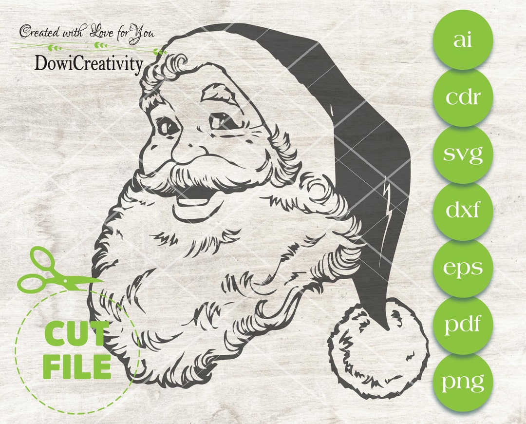 Santa Claus SVG File, Christmas, Santa File , Sticker Svg File, Vector ...