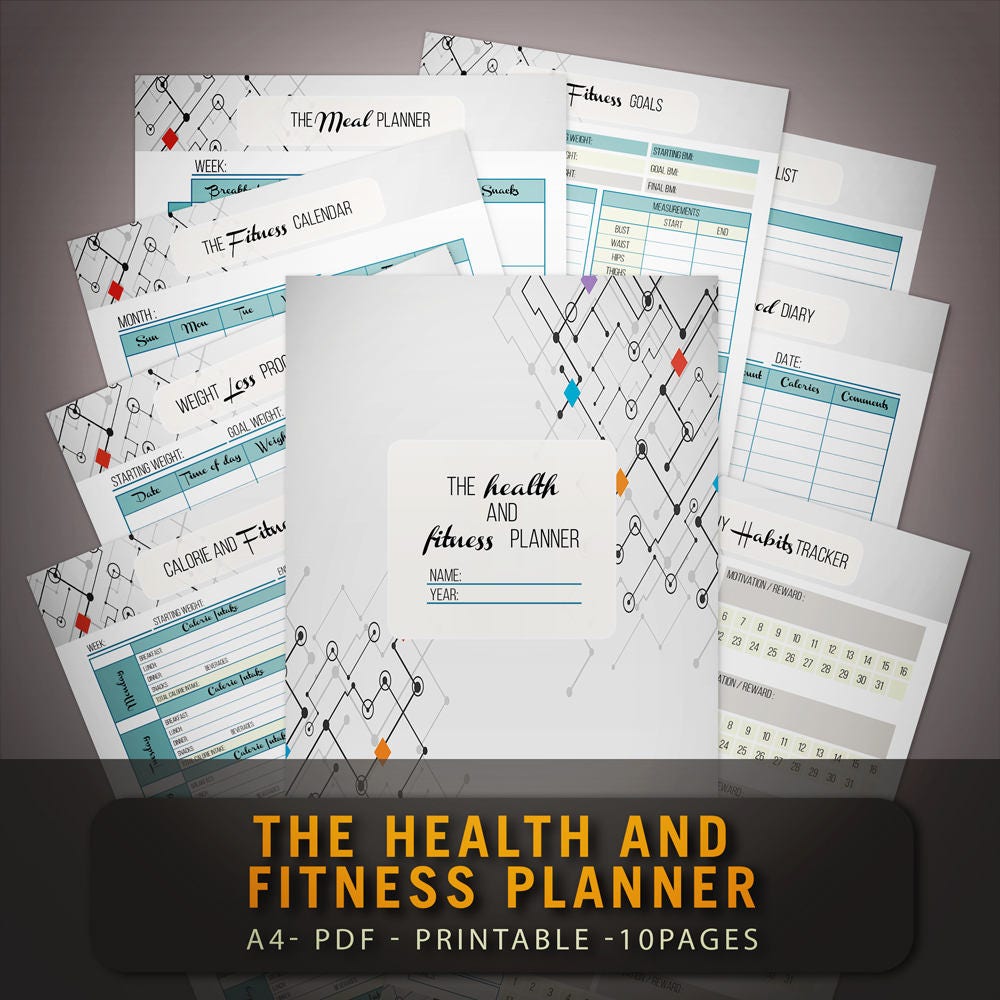 Fitness Planner Organizer Printable Health Journal Workout Log - Etsy