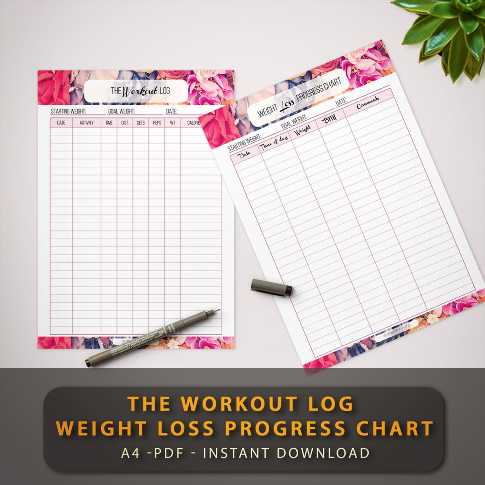 Fitness Planner Organizer Printable Health Journal Workout Log Sheduler ...