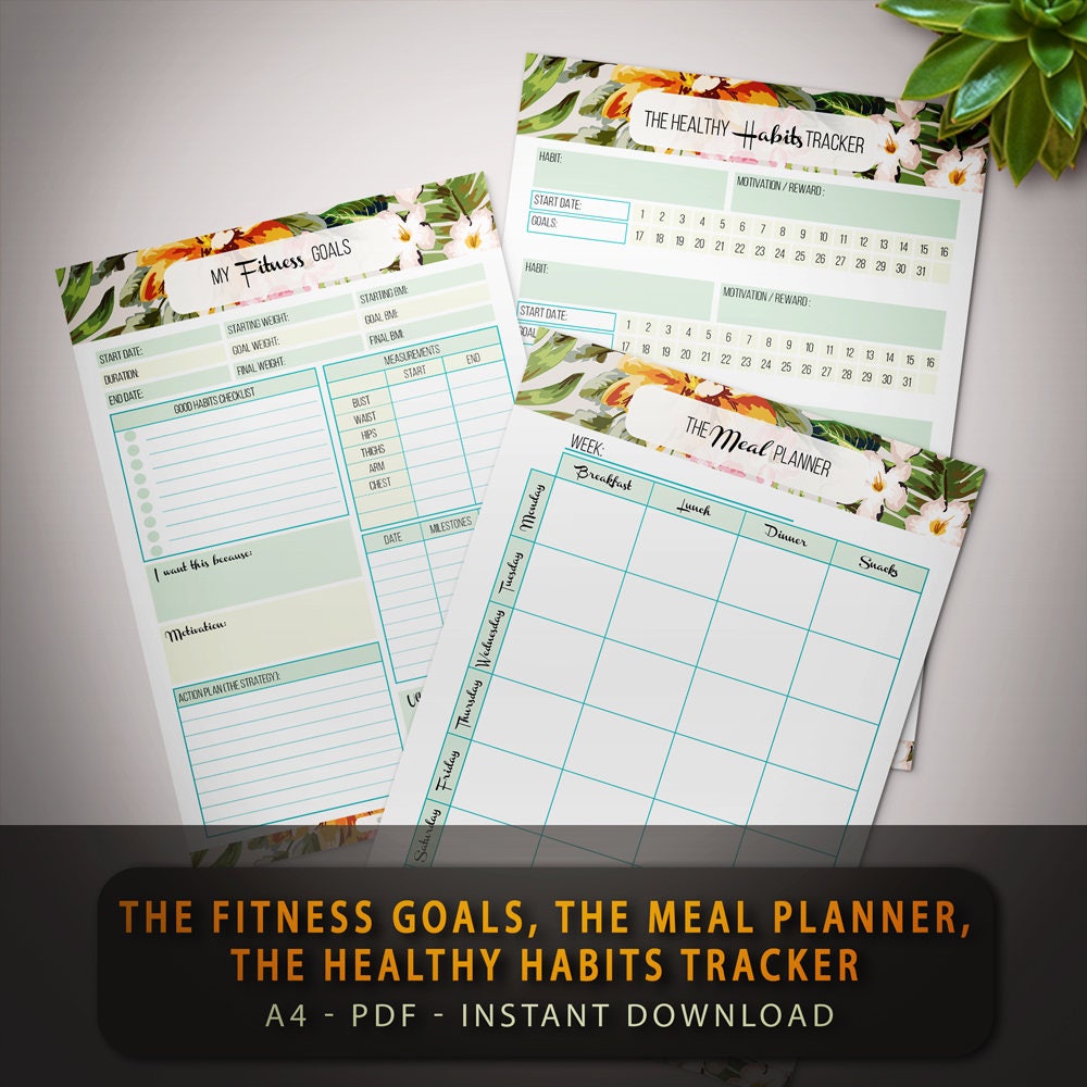 Fitness Planner Organizer Printable Health Journal Workout Log - Etsy
