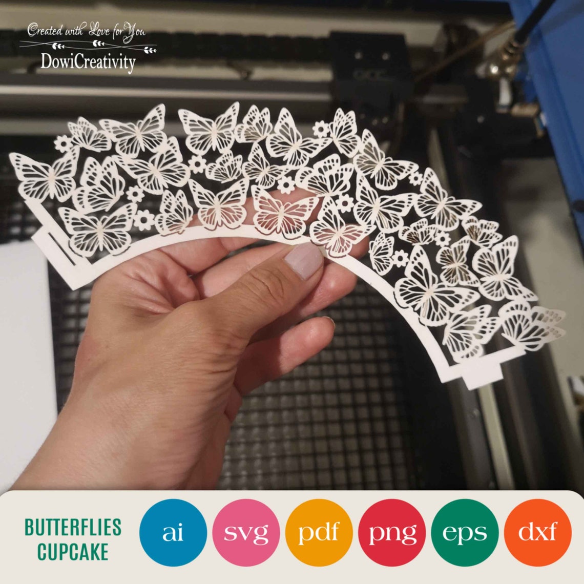 Butterflies Cupcake Wrapper SVG DXF Cutting Files, Laser Machine, Party ...