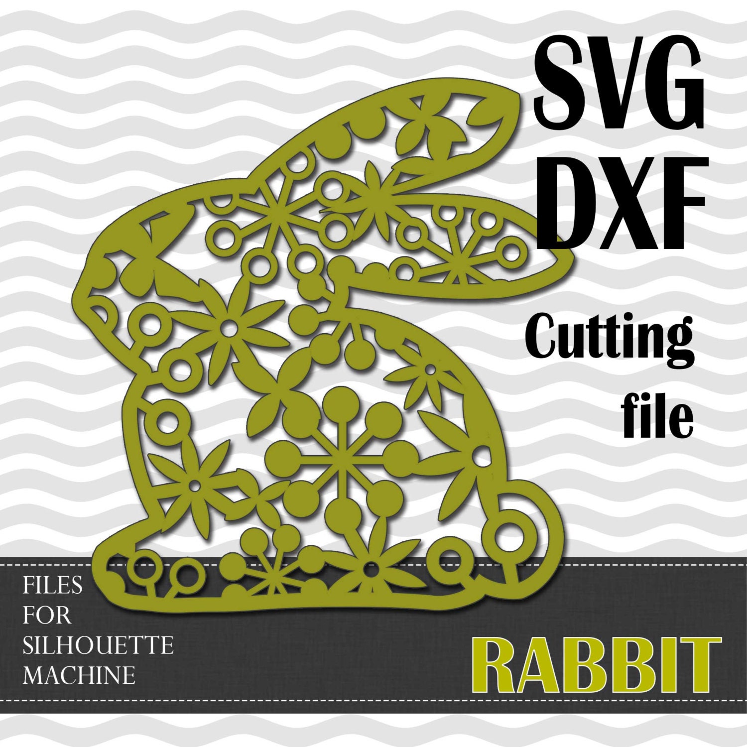 Rabbit Design, SVG, DXF, Silhouette Studio Sticker Svg File, Vector ...