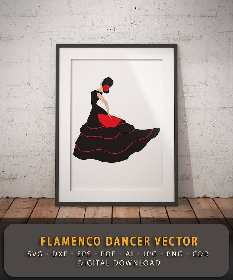 Flamenco Dancer Vector Design Svg, Dxf, Ai, Png, Jpg, Cdr File Digital ...