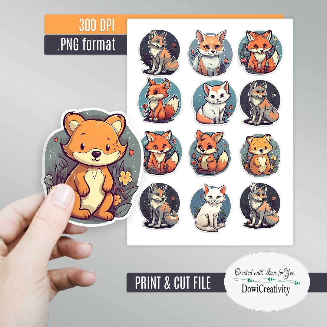 Printable Animal Stickers Instant Download, Cute Animal Stickers ...