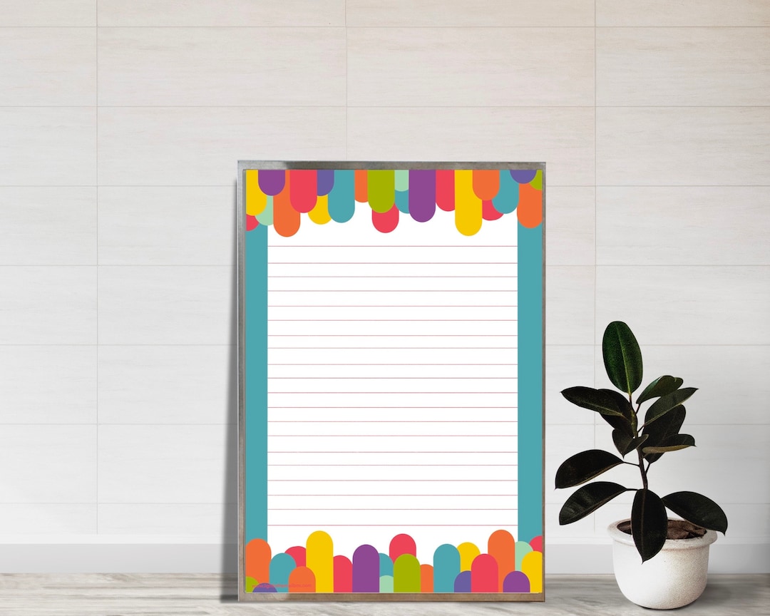 DIGITAL DOWNLOAD- Colorful Lines Stationery - Full and Half Sheet ...
