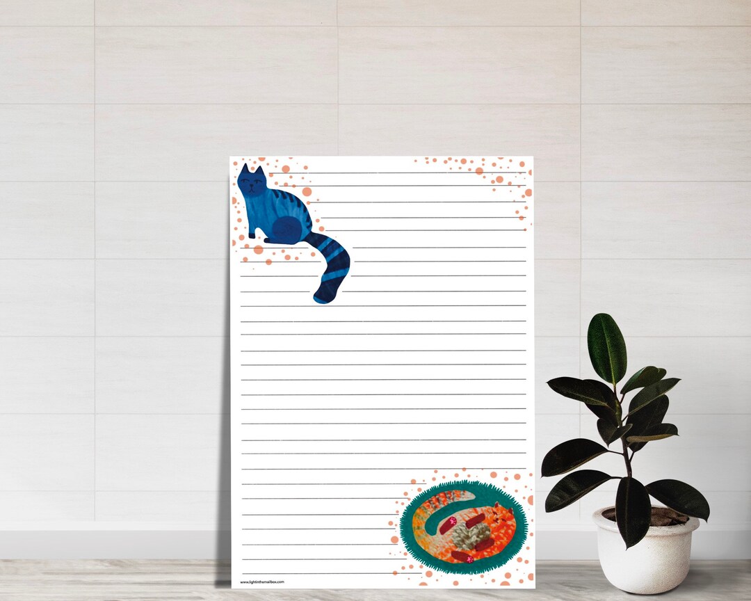 Printable Cute Cat Stationery Sets - Letter Writing Set - Whimsical ...