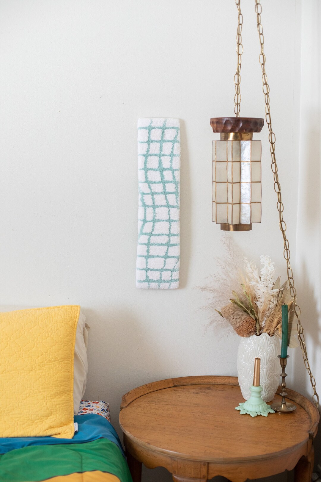 80s Gridwork Handmade Shag Wall Hanging / Rug - Etsy
