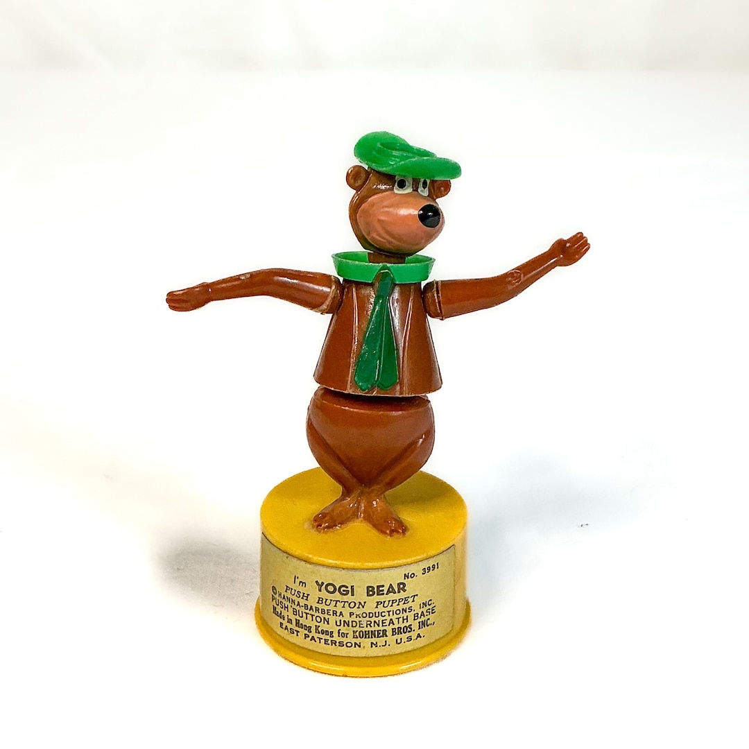 Vintage 1960's Kohner Yogi Bear Push Puppet Toy Hanna Barbera Cartoon ...