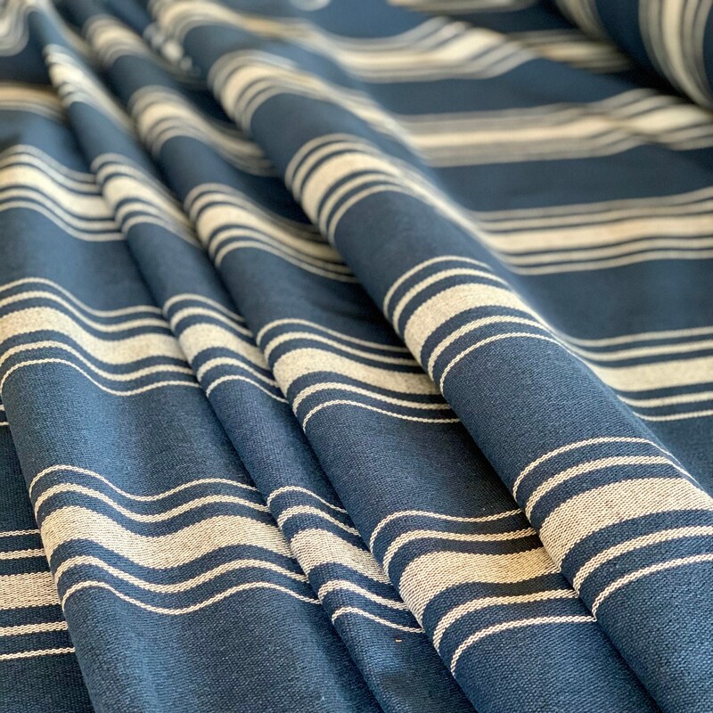 Blue Stripe Upholstery Fabric - Etsy