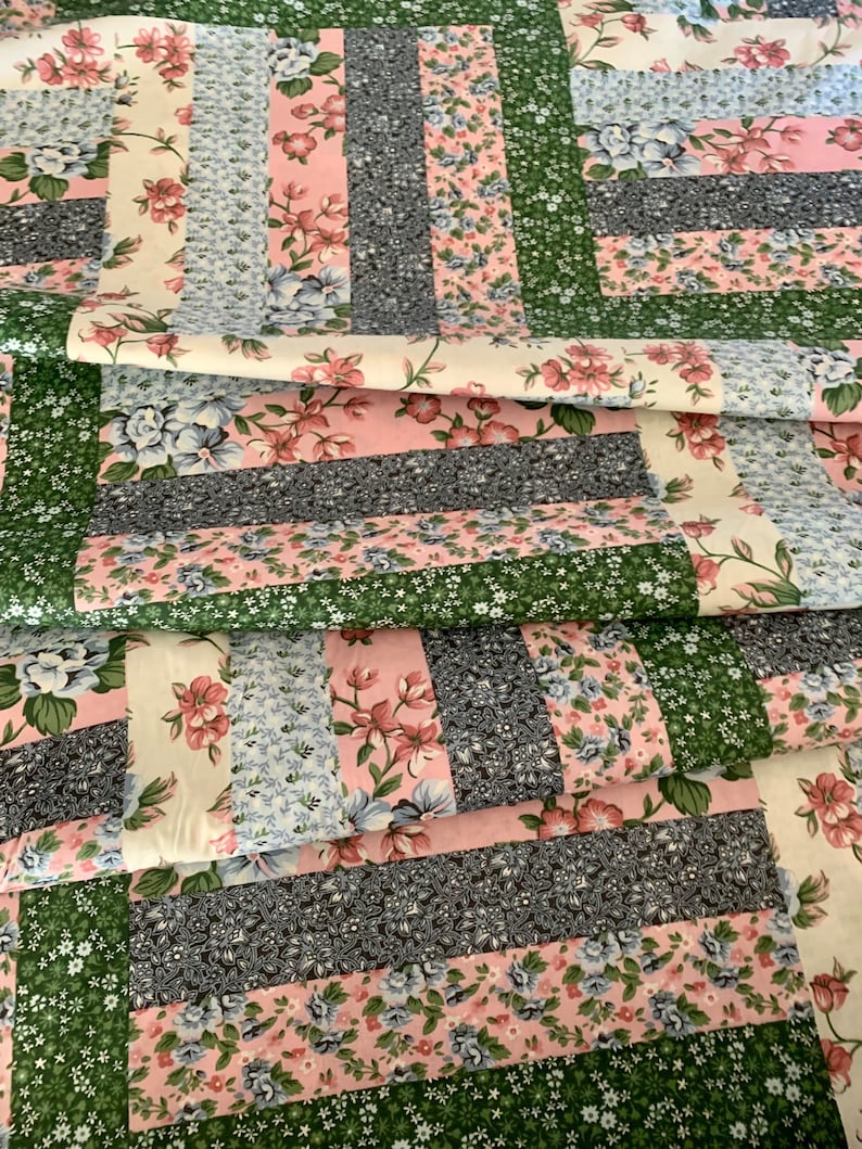 Cheater Quilt Top 90 Wide Log Cabin Wide Back 100% Cotton - Etsy