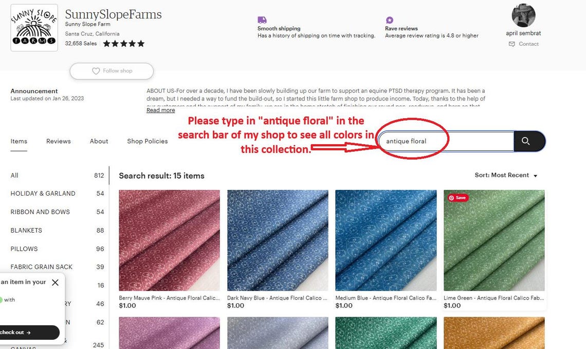 Lavender - Antique Floral Calico Fabric - 100% Quilter Cotton by the ...