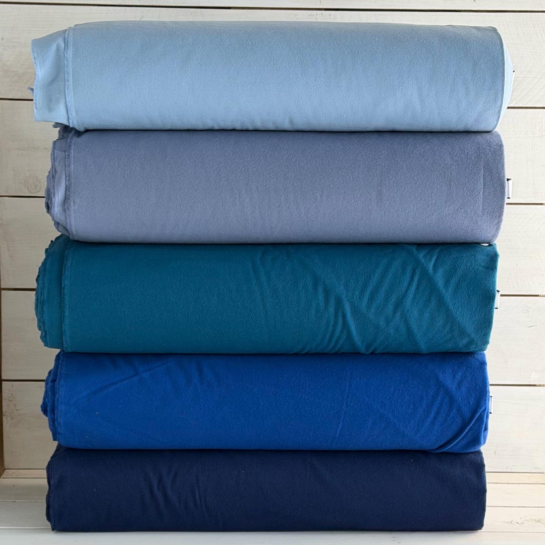 Flannel - Cotton - Blue, Navy, Royal, Denim, Light Blue -44" Wide ...