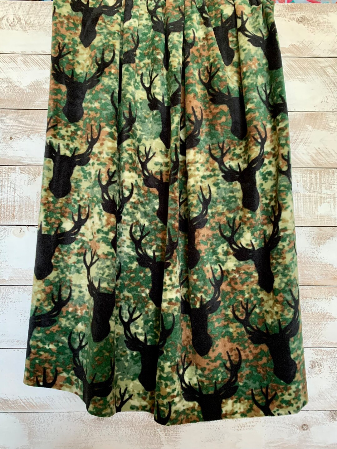 Stag Head Camo Fleece Available by the Yard - Army Camo Fleece Print ...