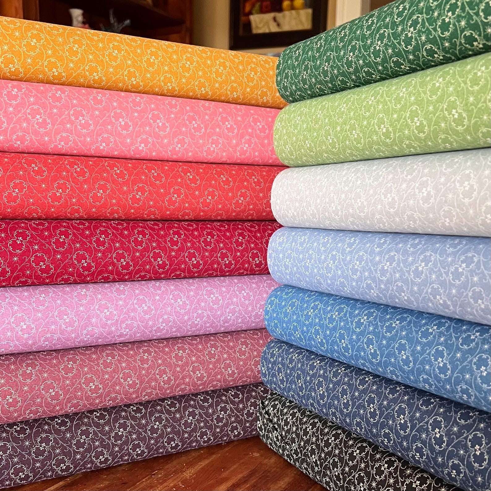 Lavender - Antique Floral Calico Fabric - 100% Quilter Cotton by the ...