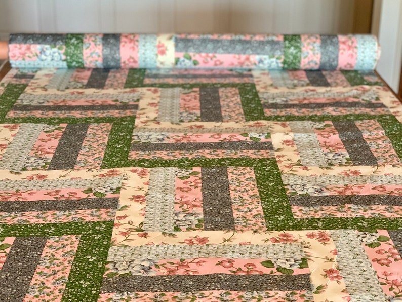 Cheater Quilt Top 90 Wide Log Cabin Wide Back 100% Cotton - Etsy