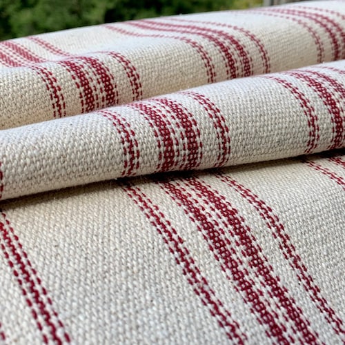 Grain Sack Fabric Red Stripe - Etsy