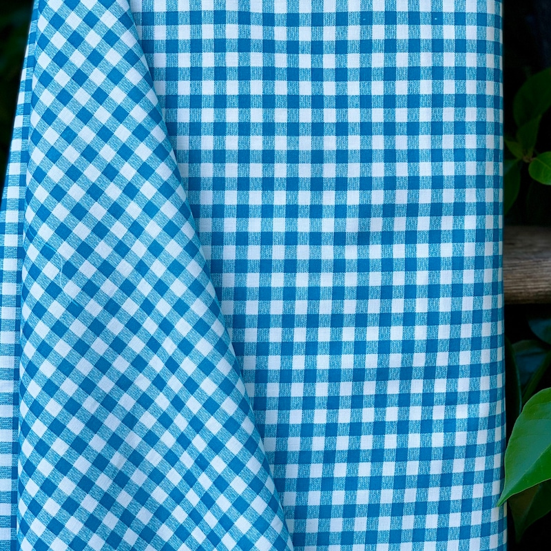 Blue Gingham Fabric - Etsy