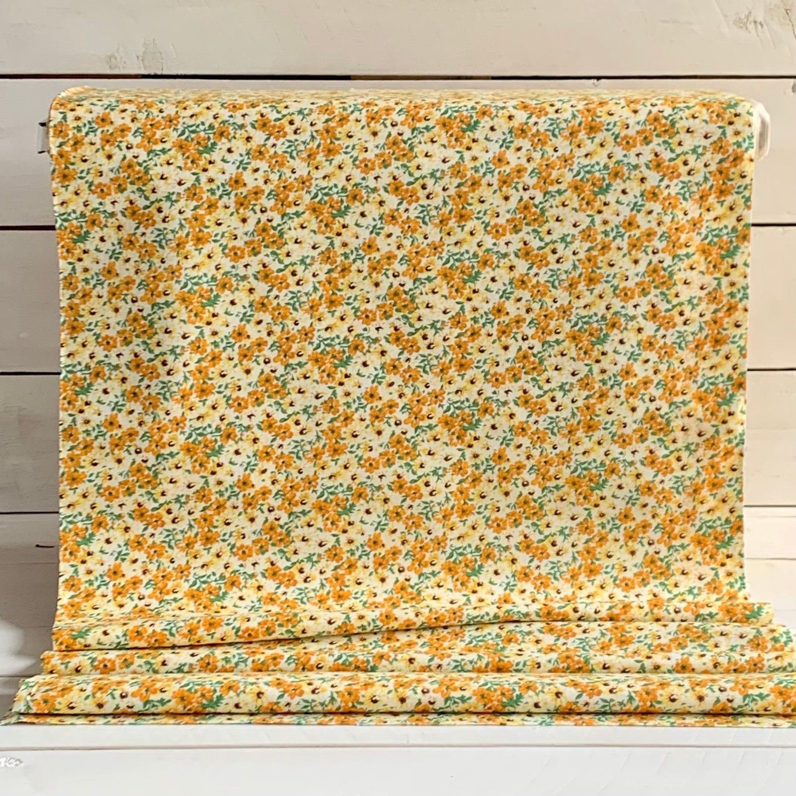 Spring Floral Fabric Collection - Yellow Floral - Calico Print - Cotton ...