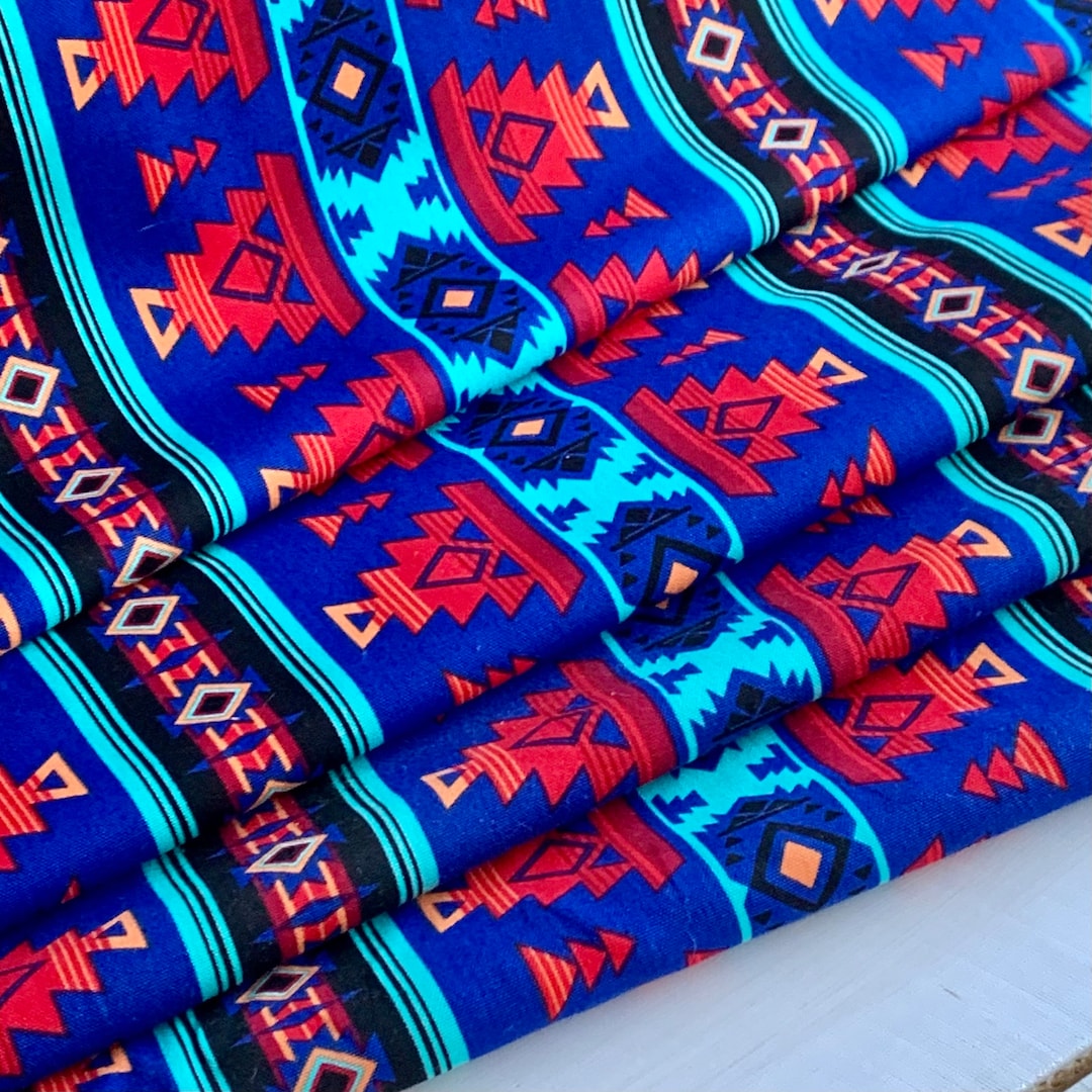 Canvas Fabric - Medium Weight - 52823C-1 Heirloom Spirit Trail, Cobalt ...