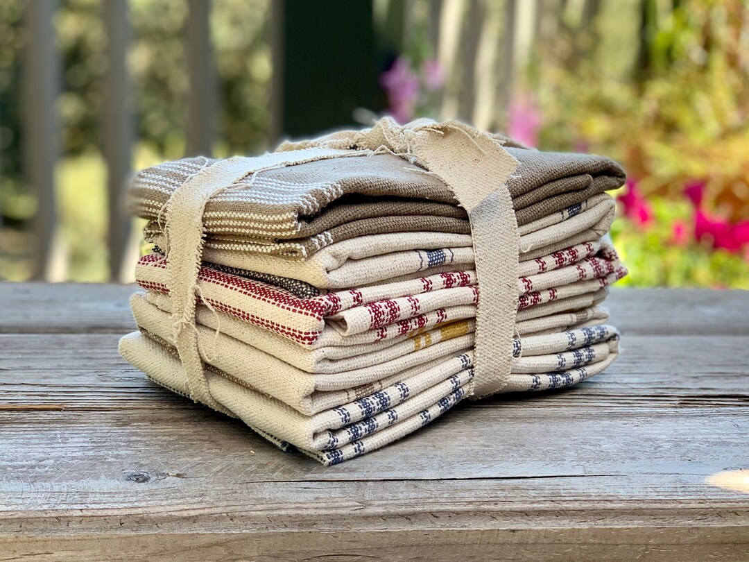 Grain Sack Fabric Scrap Bundle - End of Bolt Pieces - Scrap Project ...
