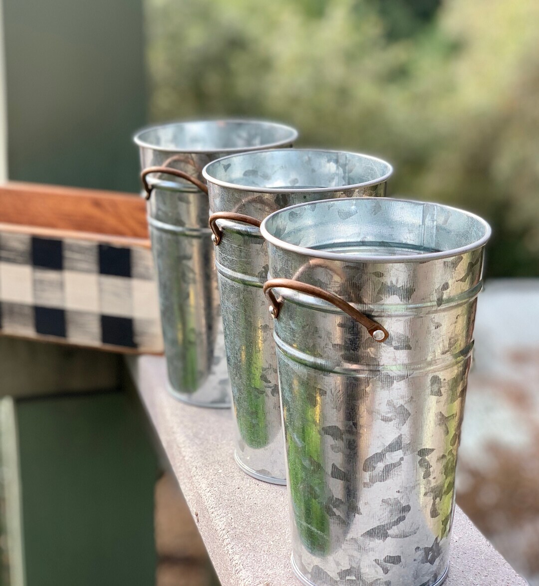 Tall Galvanized Metal Pail - for Our Wood Storage Boxes - Perfect for ...