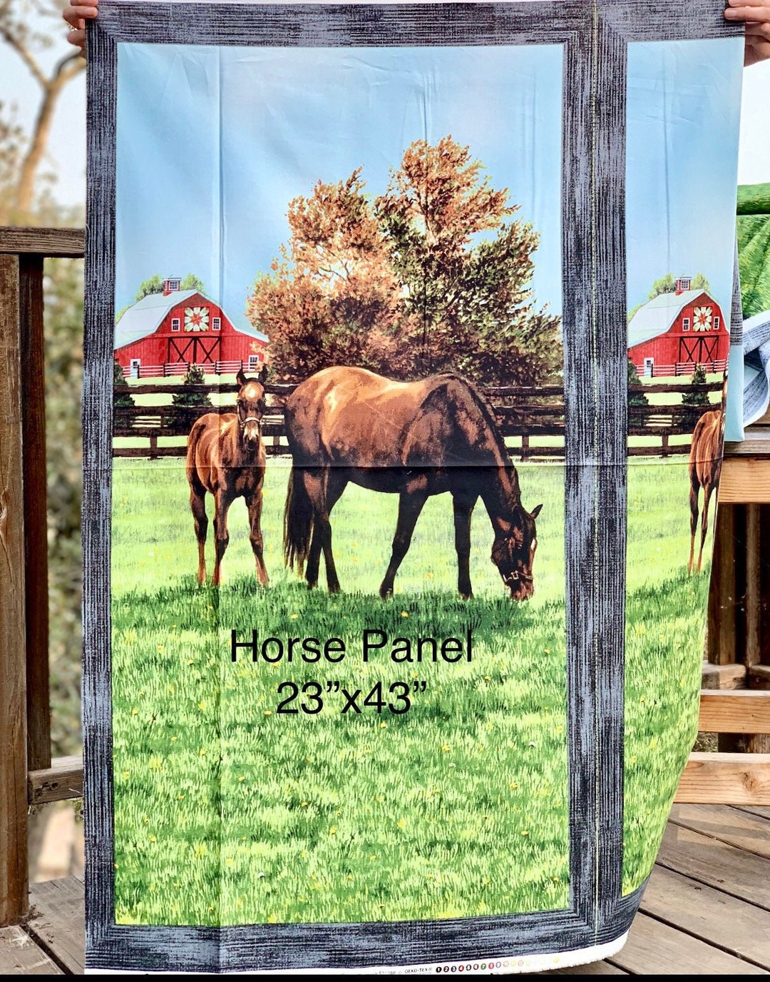 Horse and Foal Panel in Pasture - Thistle Hill Collection - 100% Cotton ...