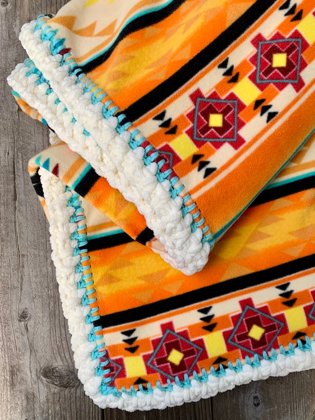 Native American Style Fleece Blanket Throw - Southwest Blanket -western ...