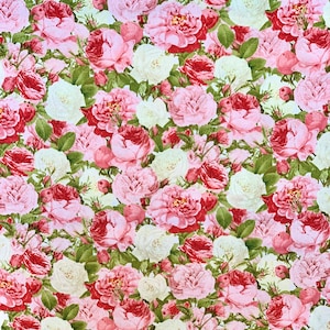 Vintage Style Rose Bouquet Quilting Cotton Fabric - David Textiles - 44 ...
