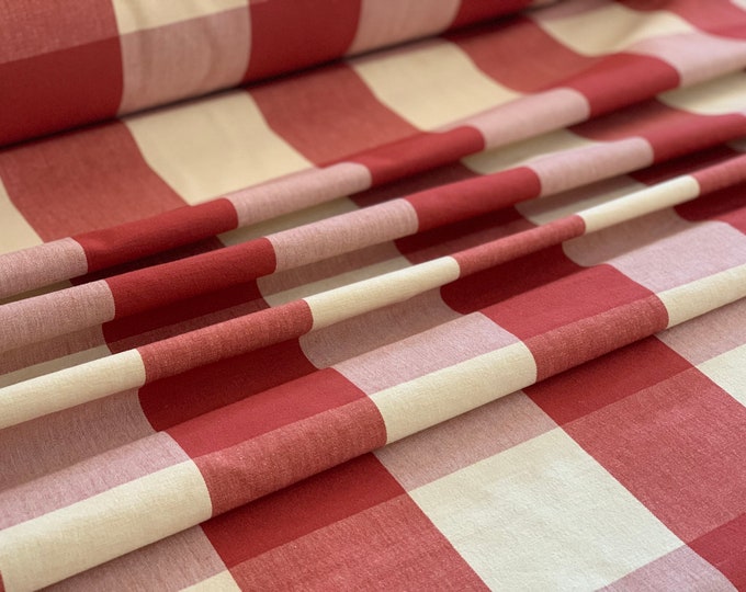 Red and White Buffalo Check Double Ruffle Balloon Curtain - Etsy