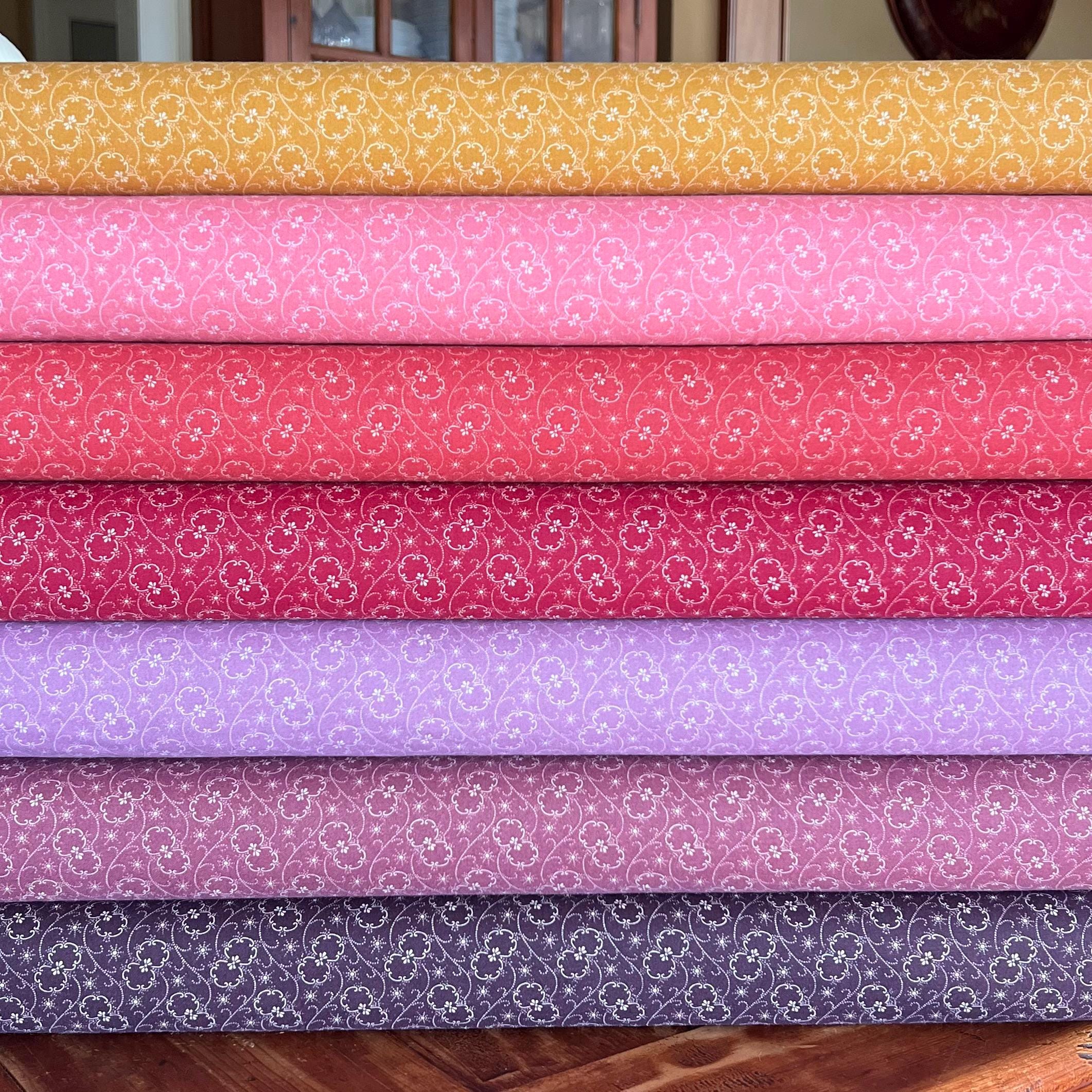Lavender - Antique Floral Calico Fabric - 100% Quilter Cotton by the ...