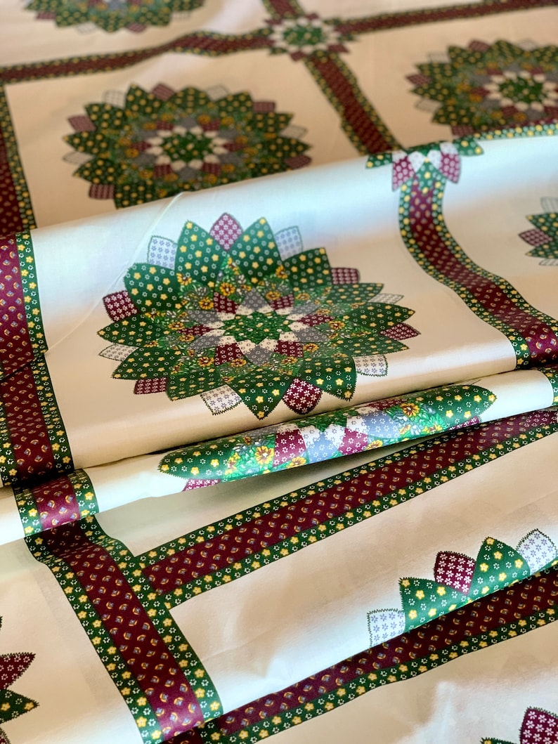 Cheater Quilt Top - 90” Wide Dahlia Pattern - Wide Back - 100% Cotton ...