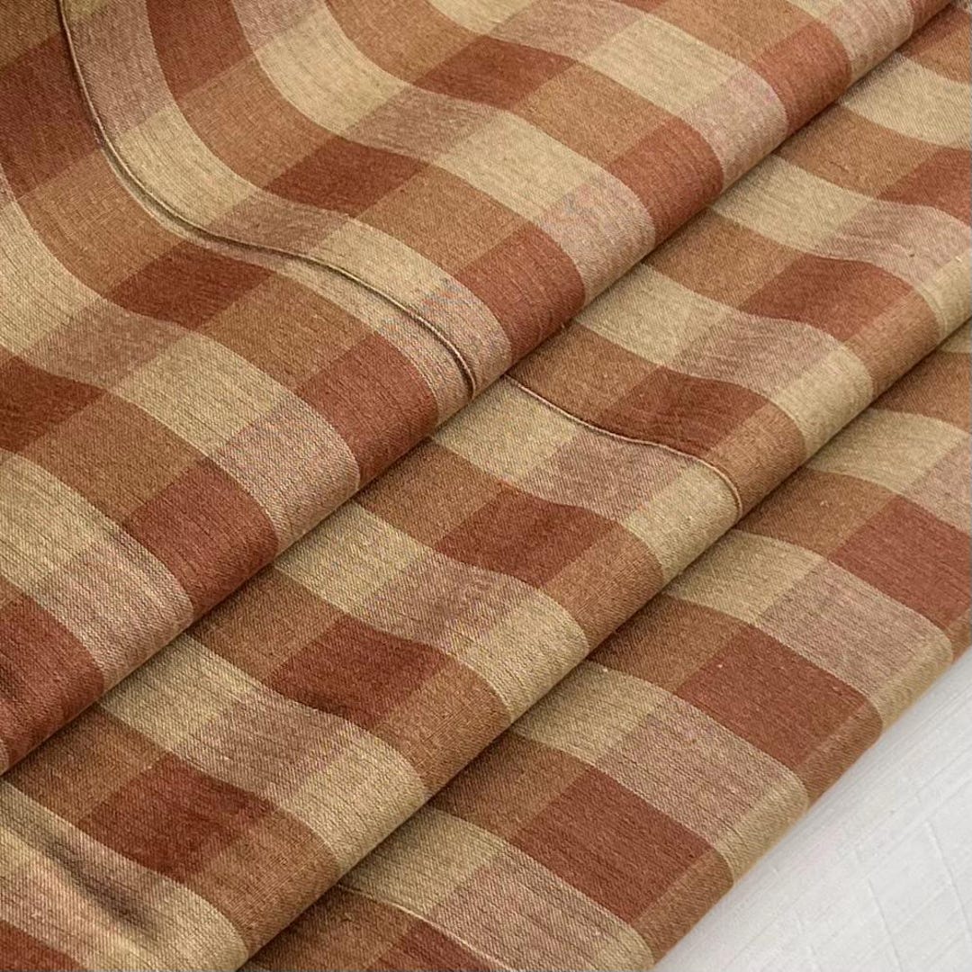 Homespun Rust and Beige 1" Buffalo Plaid Fabric - Woven, Doubled Sided ...