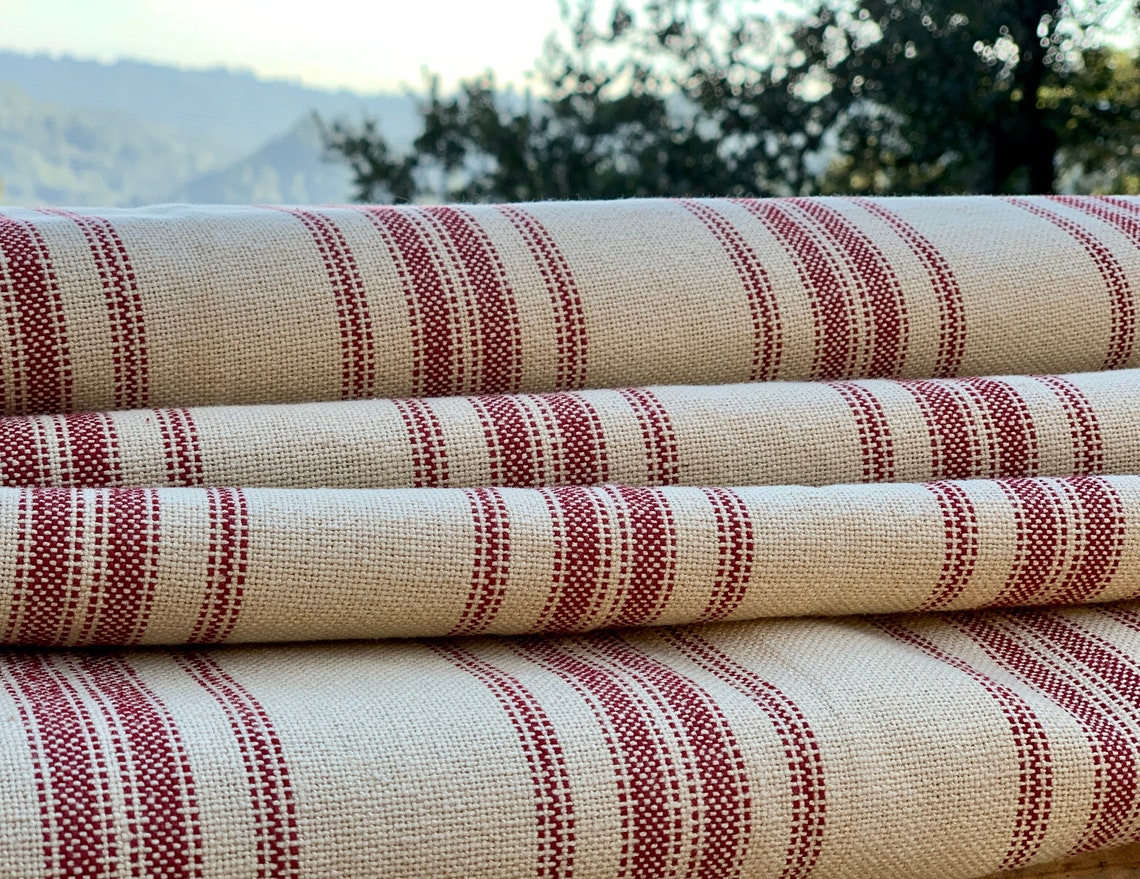 Grain Sack Fabric Feed Sack Fabric Ticking Fabric Our | Etsy