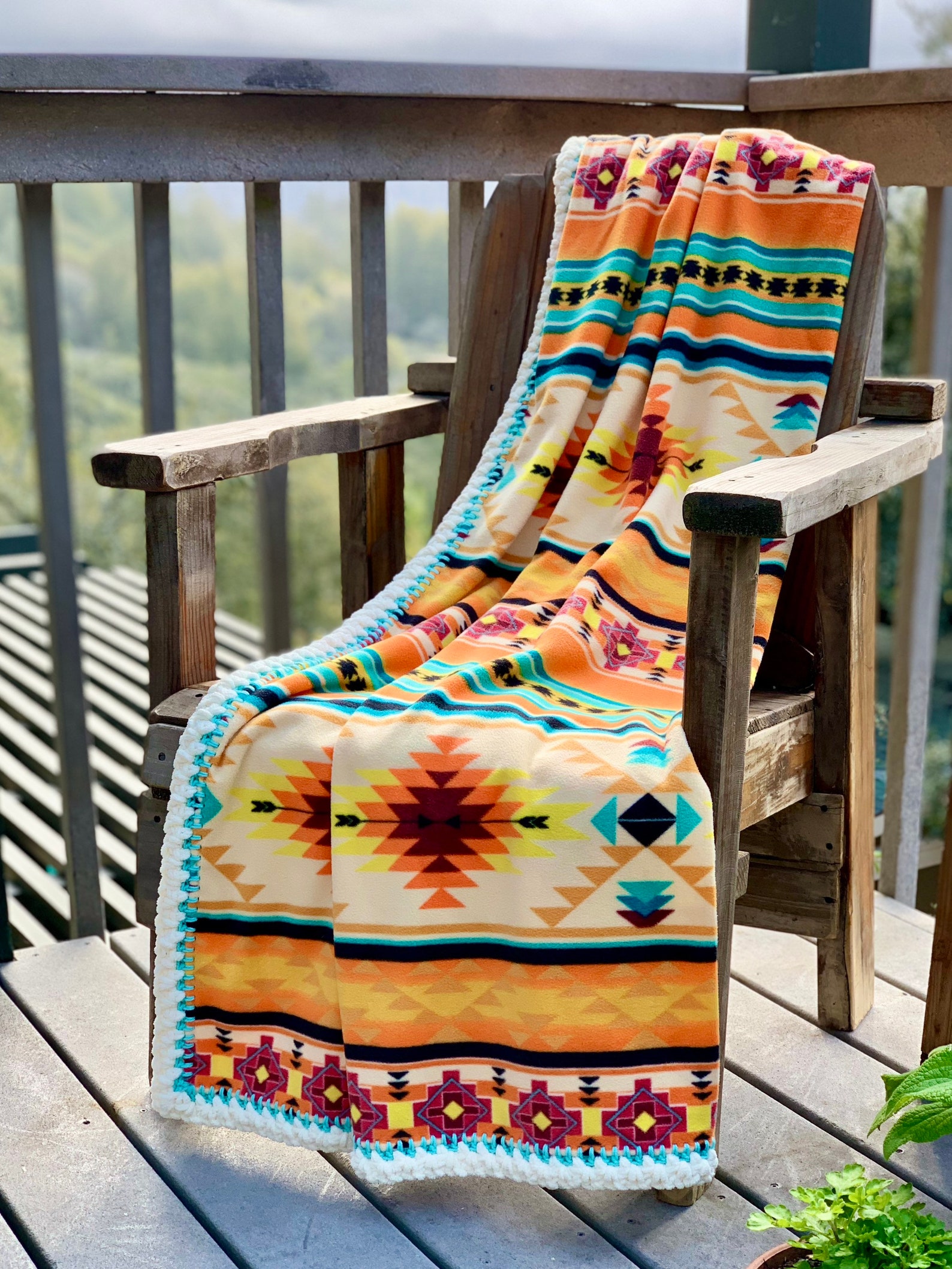 Native American Style Fleece Blanket Throw - Southwest Blanket -western ...